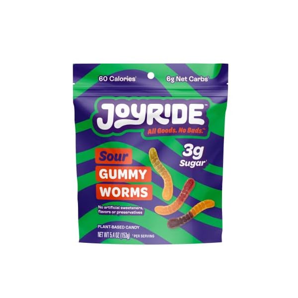 JOYRIDE by Project 7 Keto Gummies, Sour Gummy Worms – Keto Candy with ...