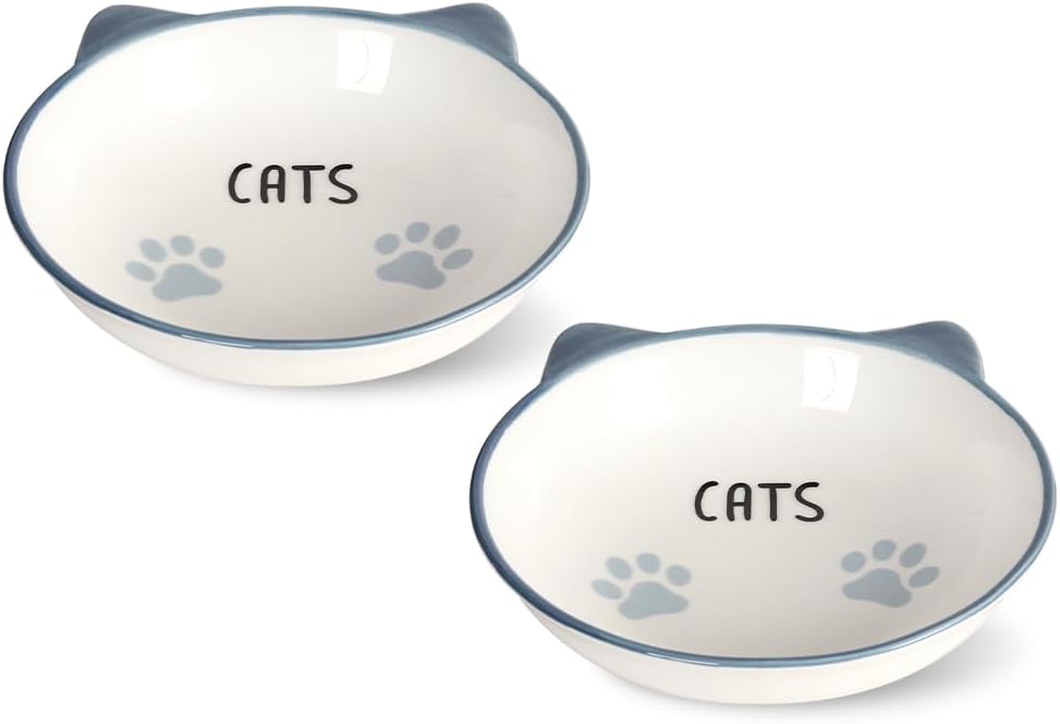 Amazon.com : HAPPY KIT 2pcs Cat Food Bowls Indoor,5.7 inch Wide Shallow ...