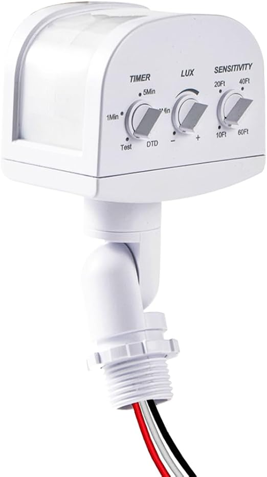 Amazon.com: 240-Degree Motion Sensor, 5-300LUX Adjustable Dusk to Dawn ...