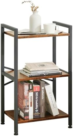 Amazon.com: OIRBOEUS 3 Tier Bookshelf Industrial Bookcase Small Book ...