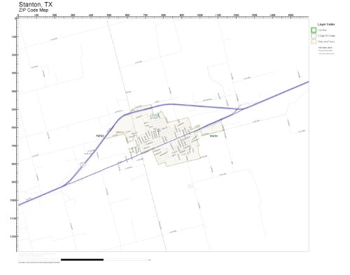 Amazon.com : ZIP Code Wall Map of Stanton, TX ZIP Code Map Laminated ...