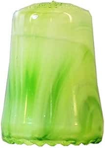 Thimble made of opal glass in the colour combination (white-green ...