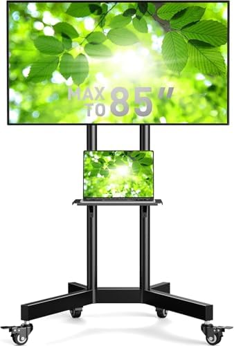 Amazon.com: HOOBRO Rolling TV Stand with Mount and Power Outlet Up to ...