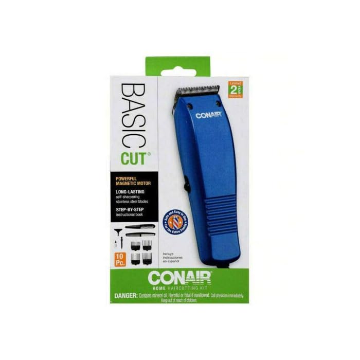 CONAIR Basic Cut Home Hair Cutting Clippers 10 PC Set Barber Kit HC99FD ...
