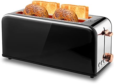 Amazon.com: Pukomc Toaster 4 Slice with Wide Slots, 2 Long Slot Toaster ...