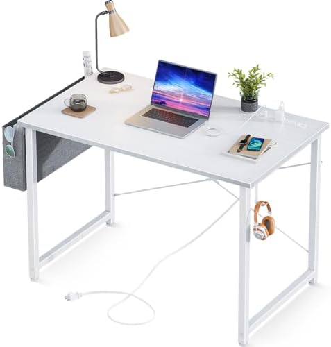 Amazon.com: AODK 32 inch Small Computer Desk with Power Outlet for ...