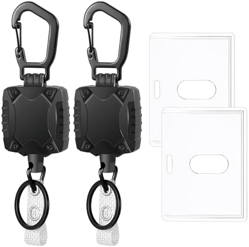 2 Pcs Heavy Duty Retractable Keychain, Retractable Lanyard with 27.5 ...