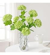 Amazon.com: JINWOE Dark Green Snowball Viburnum Artificial Flowers,4Pcs ...