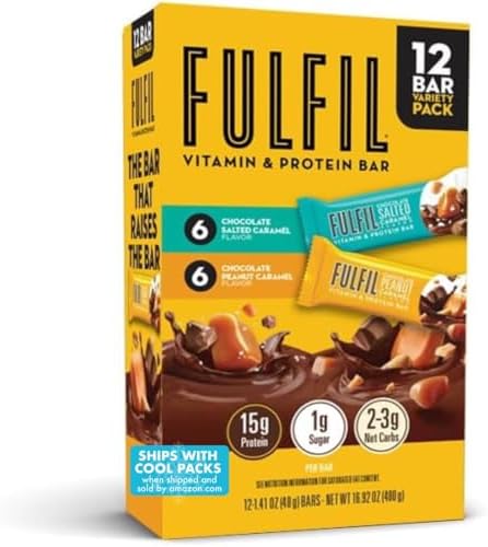Amazon.com : FULFIL Protein Snack Bars, 6 Chocolate Peanut and Caramel ...