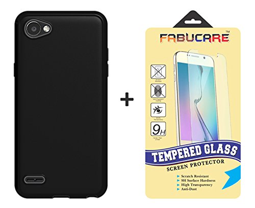 FABUCARE LG Q6 Back Cover Case and Tempered Glass Combo Pack Black ...