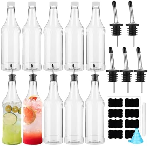 Amazon.com: Dandat 20 Pcs 32 oz Plastic Long Neck Bottles with Pourer ...