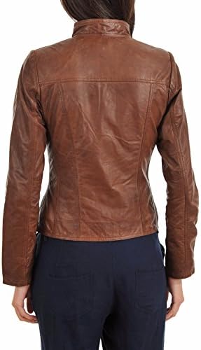Leather Farm Women's Lambskin Leather Bomber Biker Jacket at Amazon ...