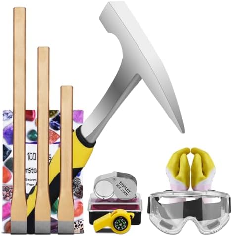 Complete Rock Hounding and Mining Tool Kit: 9 PCS Set with 22oz Rock ...
