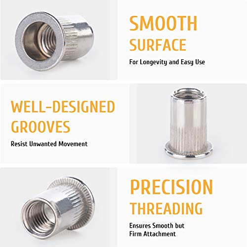 Snapklik.com : ZELCAN Stainless Steel Rivet Nut Kit, SAE & Metric ...