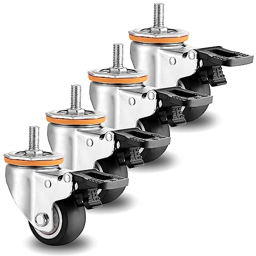 M10 M12 Threaded Stem Swivel Casters Set of 4, 3.5 3 4 5 in Heavy Duty ...