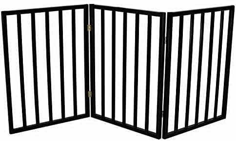 Oypla Black Dog Safety Folding Wooden Pet Gate Portable Indoor Barrier ...