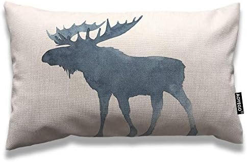 Amazon.com: Smooffly Farmhouse Pillow Covers Moose 12" x 20" Lumbar ...
