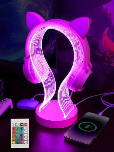 Amazon.com: Tilted Nation RGB Gaming Headset Stand - 3 in 1 Pink with ...
