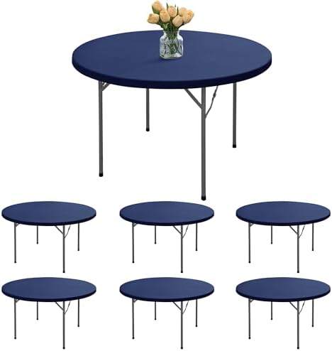 Amazon.com: RichSets Fitted Table Cloth Round Cover - 6 Pack Elastic ...