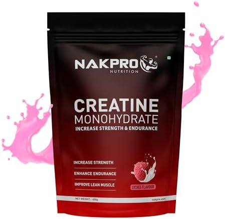 NAKPRO Micronised Creatine Monohydrate 400g powder, Lychee- (100 ...