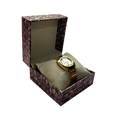 TimeStone Gold Plated Watch for Men and Women, White and Stainless ...