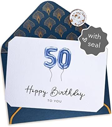 Amazon.com : Joli Coon 50th Birthday cards for men with premium dark blue envelope - 50th ...