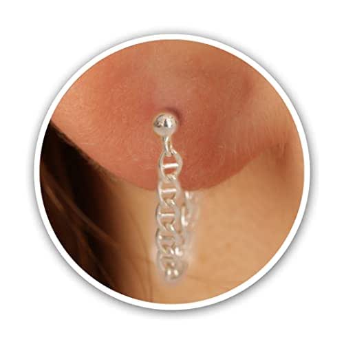 Amazon.com: Silver Stud Chain Earrings For The Lobe - Earrings For ...