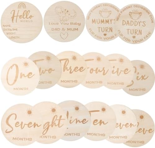 Amazon.com: Baby Monthly Milestone Marker Discs - Wooden Discs ...