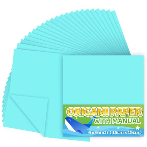 Snapklik.com : Cyan Origami Paper, 220pcs 6x6 Inch, Double Sided Color ...