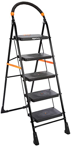 AmazonBasics Clamber - Foldable Step Ladder, Safety-Clutch Lock, Ribbed ...