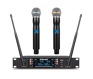 GTD Audio 2x100 Adjustable Channels UHF Wireless Microphone, Rang up to 400fts DJ Karaoke System ...