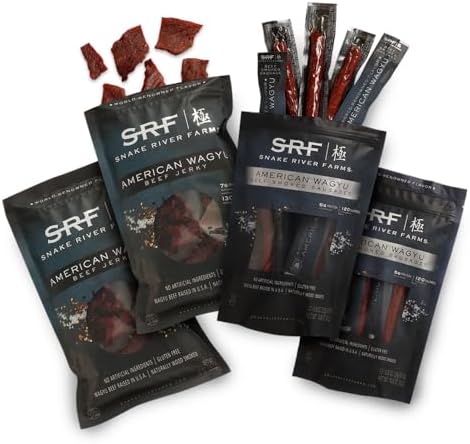 Amazon.com: Wagyu Smoked Beef Stick/Jerky Combo 4 Pack, Snake River ...
