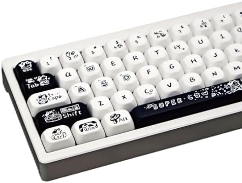 Amazon.com: COOMICKEY Milk Cow Key Cap, 130 Keys Black White MOA ...