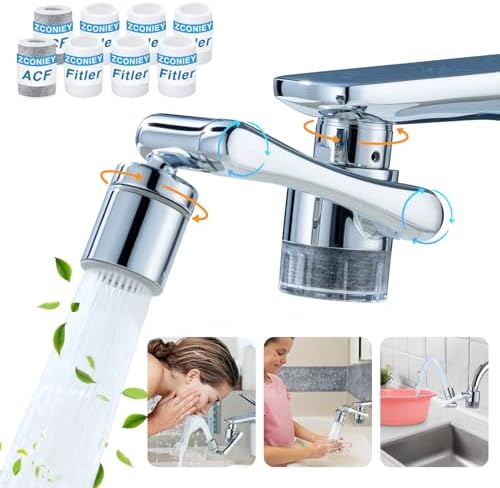 1080°Swivel Filter Faucet Extender Aerator - 8 Pcs Replacement Water ...