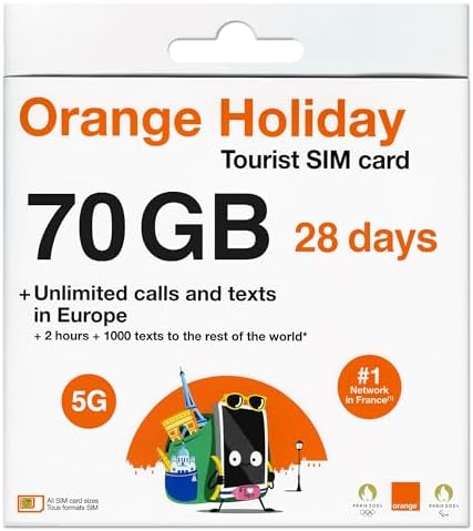 Amazon.com: 70GB 28 Day Orange Europe SIM Card, 120 Minutes Calls+1000 ...