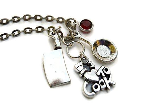 Amazon.com: Chef Charm Necklace, Baker Cook Jewelry, Personalized ...