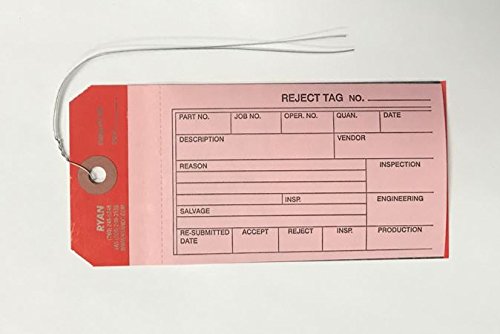 100 Pack Rejected Tag, PRE-Wired 2 Part Manifold Inspection Tag, Red ...