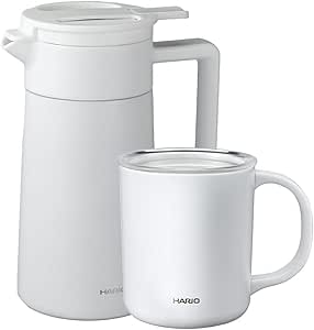 Amazon | セラミックコーティング 真空二重保温ポット 600・マグ 350セット ホワイト (F006-A-SET-S2) | ENICY | 保温卓上ポット 通販