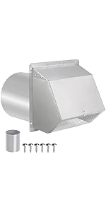 8 Inch Hooded Wall Vent with Screen and Damper,Outdoor Wall Exhaust ...