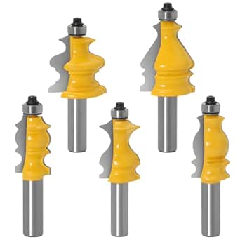 5-Piece Cabinet Door Router Bit Set, 1/2 Inch Shank, Raised Panel ...