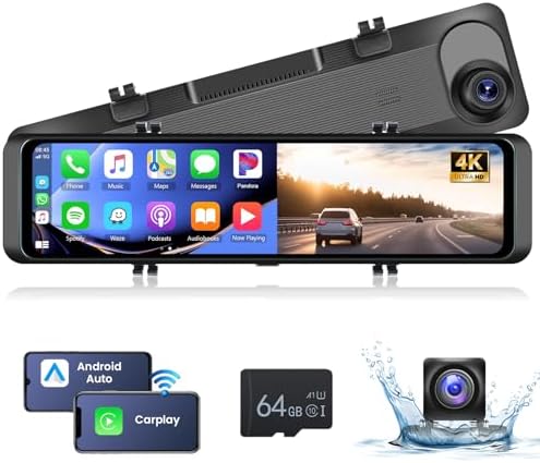 Amazon.com: Hodozzy 4K Car Mirror Dash Cam Wireless Carplay Android ...