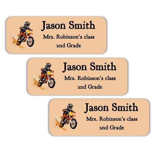 Amazon.com: Customized dirt bike-Themed Personalized Name Labels for ...