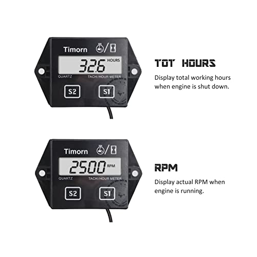 Snapklik.com : Tachometer For Small Engine,Inductive Hour Meter For 2 ...