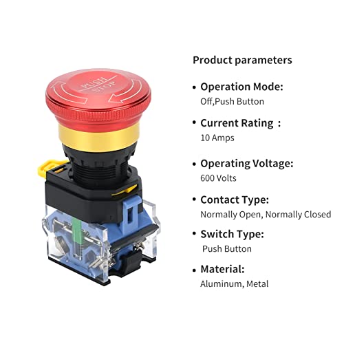 Snapklik.com : Emergency Stop Button 22mm Latching Push Button Switch ...
