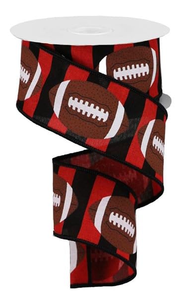 Amazon.com: Football Striped Wired Ribbon - 10 Yards (Red, Black, 2.5 ...