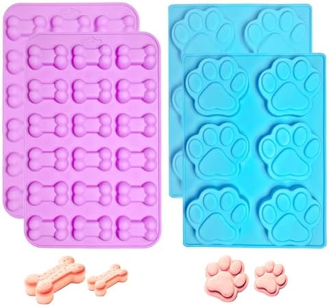 Amazon.com: Silicone Molds, Puppy Dog Paw and Bone (4 PACK), Non Stick ...