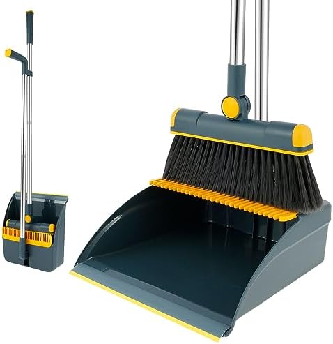 Amazon.com: 37.8in Broom and Dustpan Set Foldable Hand Broom for Home ...