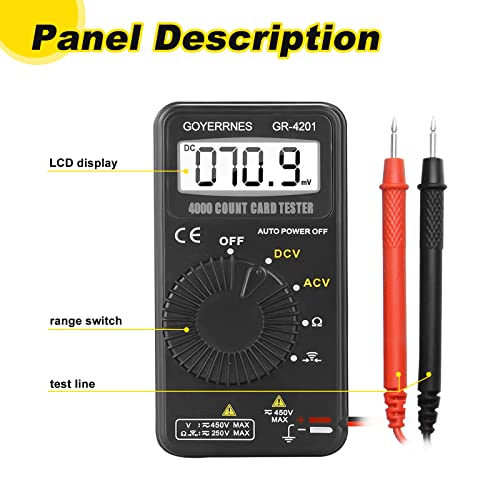 Mini Multimeter Pocket multimeter GR-4201 4000 count automatic ranging ...