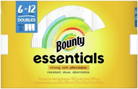Amazon.com: Bounty Essentials Select-A-Size Paper Towels, White, 6 ...