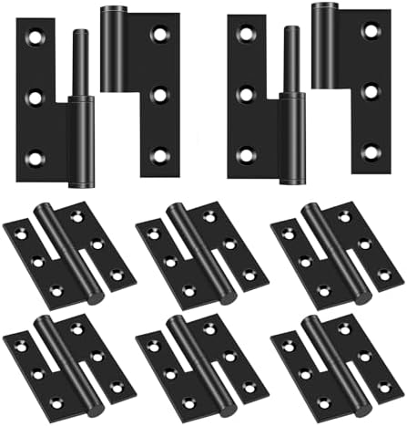 6-Pack Black Heavy Duty Lift Off Hinge, 4" X 3.5 Inch H-Shaped Door ...